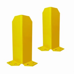 pallet rack post protectors 12" height steel pallet rack guard, safety yellow pallet edge protectors (2 packs)