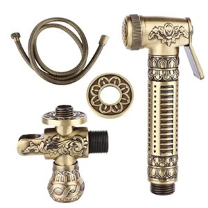 antique bronze bidet toilet seat sprayer gun hygienic shower set bidet faucet with brass shower holder carved triangle (color : d) (e)