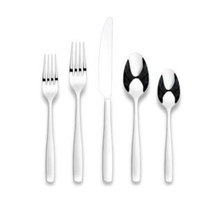 ornative - eloise flatware set with service for 8, silverware set includes knives, forks & spoons for home, kitchen & restaurant, 18/0 stainless steel & dishwasher safe - 45 pieces, silver