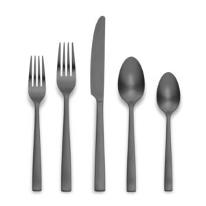 ornative - iola flatware set with service for 4, set includes knives, forks & spoons for home, kitchen & restaurant, 18/0 stainless steel material & dishwasher safe - 20 pieces, matte black