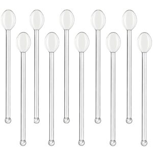 10pcs clear glass spoons,heat resistant glass teaspoons,5.8inch mini coffee stirring spoon,for cold drink yogurt cocktail desserts ice cream appetizers