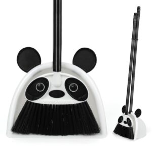 sb broom with dustpan combo set for office, indoor&outdoor sweeping,broom and dustpan set,broom set for household cleaning,cute panda