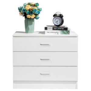 zimtown 3 drawer white dresser for bedroom, small chests of drawers modern nightstand, dresser chest with 3 storage drawers, dressers for nursery, hallway, living room, closet