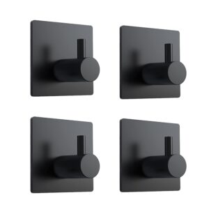 voraus adhesive hooks heavy duty wall hooks waterproof stainless steel towel racks for bathroom wall hooks for hanging 4-packs (matte black)