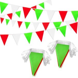 lzxing 100 feet green red white pennant banner flags christmas mexican italian party triangle hanging bunting flag garland graduation wedding baby shower birthday party favors