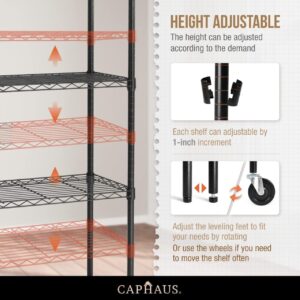 CAPHAUS NSF Commercial Heavy Duty Adjustable Wire Shelving Wheels, Liners, Leveling Feet, Storage Metal Shelf, Basement Garage Shelving Storage, Utility Wire Rack Storage Shelving 36 x 18 x 76 4-Tier