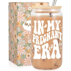 fairy's gift pregnant women iced coffee cup, cute pregnant mom gifts, new mom gifts, 16 oz coffee glass cup, christmas, baby shower, pregnancy gifts for expecting mom, mom to be, first time mom