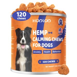 hooloo calming chews for dog anxiety relief-natural puppy calming treats help manage stress and promote relaxation,made in usa-120 chews