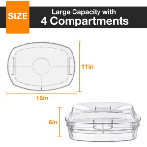 Newbro Chilled Veggie Tray with Lid, Shrimp Cocktail Serving Dishes for Entertaining, Ice Serving Platters and Trays Cold Travel Cookout Tailgate Essentials, Appetizer Fruit Snack Tray for Party Clear