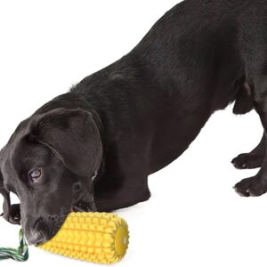 Generic Dog Chew Toys for Aggressive Chewers – 2 Pcs Set Indestructible Tough Durable Squeaky Interactive Dog Corn Stick Toys for Small Medium Large Pet Super Fun Puppy Teeth Chew, Yellow