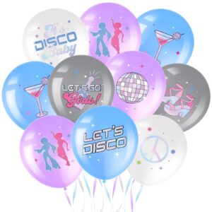 miniinflat 40 pcs let's disco balloons bachelorette party decorations 12 inch disco ball latex balloons girls party balloons for 70s retro theme birthday bridal baby shower party decoration supplies