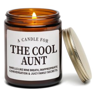 cool aunt candle gifts from niece nephew, birthday candle gift for aunt, cool aunt scented candle, natural soy wax, 7oz cool aunt birthday gifts from niece nephew funny idea gift for aunts