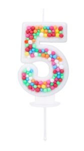 kinsynko 5 birthday candle, colorful number 5 candle for cake girl princess women 5th birthday wedding anniversary rainbow party cake decoration