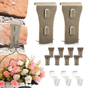 10pcs brick clips steel brick hanger for hanging outdoors,brick hook clips heavy duty brick wall hangers for outdoor hanging picture hangers mount on brick without drilling