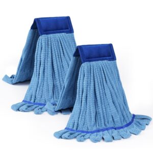 drklean 2 pack large microfiber tube mop heads,6 inch,heavy duty mop head,highly absorbent,commercial mop head replacement,wet mop heads replacement,for hardwood, tile, laminate floors,blue (blue)