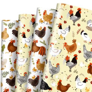 jarthenaamcs 8 sheet farm animal wrapping paper -not roll- chicken gift wrap paper folded flat art paper for diy crafts baby shower birthday party supplies, 19.7 x 27.6 inch