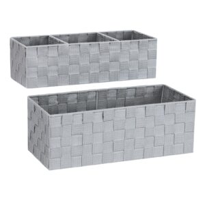 arcaguru bathroom baskets organizer, toilet tank baskets organization containers woven small basket decor storage holder for organizing dresser bathroom countertop, set of 2 (light gray)