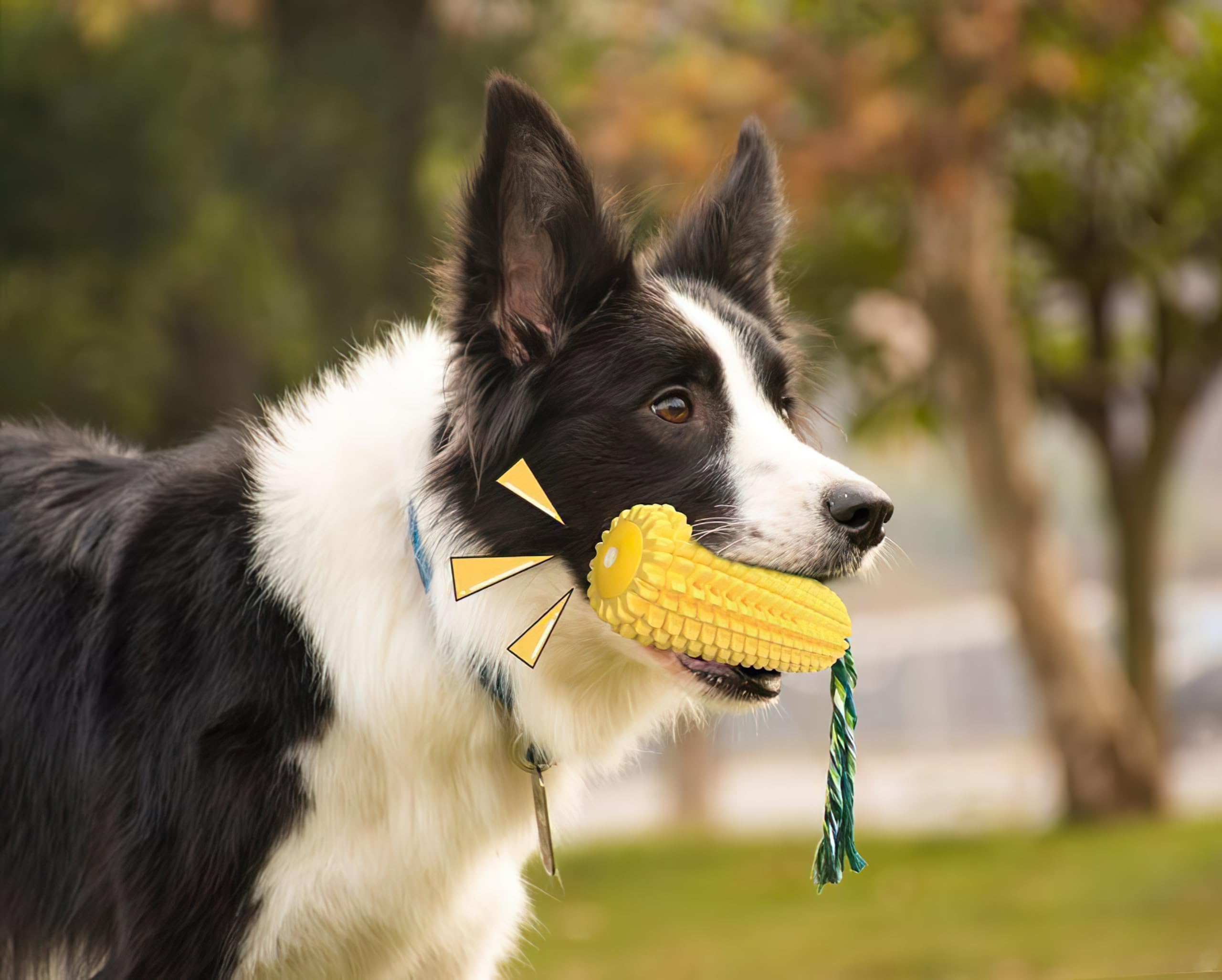 Generic Dog Chew Toys for Aggressive Chewers – 2 Pcs Set Indestructible Tough Durable Squeaky Interactive Dog Corn Stick Toys for Small Medium Large Pet Super Fun Puppy Teeth Chew, Yellow