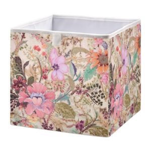 bulletgxll colorful floral cube storage bins 11x11x11 inch collapsible fabric storage baskets , large clothes organizer box for bedroom, living room, study room