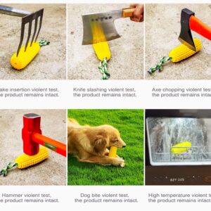 Generic Dog Chew Toys for Aggressive Chewers – 2 Pcs Set Indestructible Tough Durable Squeaky Interactive Dog Corn Stick Toys for Small Medium Large Pet Super Fun Puppy Teeth Chew, Yellow