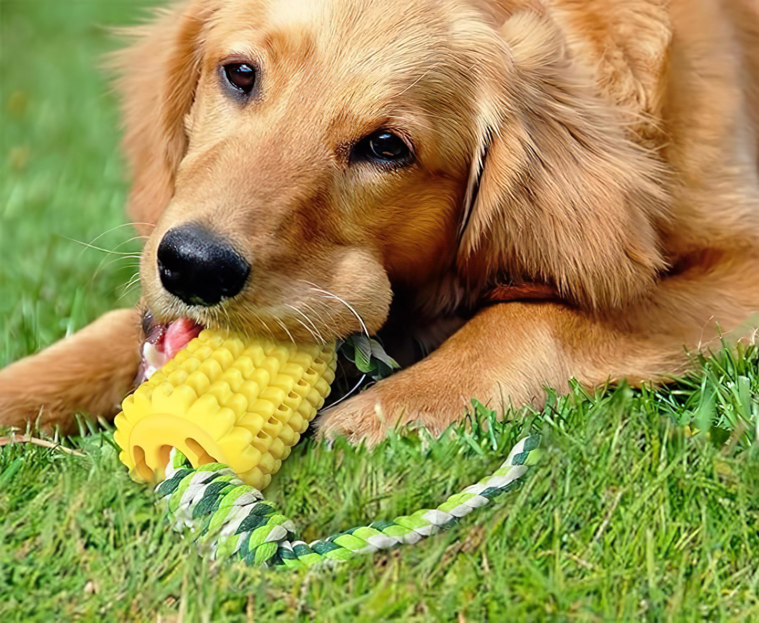 Generic Dog Chew Toys for Aggressive Chewers – 2 Pcs Set Indestructible Tough Durable Squeaky Interactive Dog Corn Stick Toys for Small Medium Large Pet Super Fun Puppy Teeth Chew, Yellow