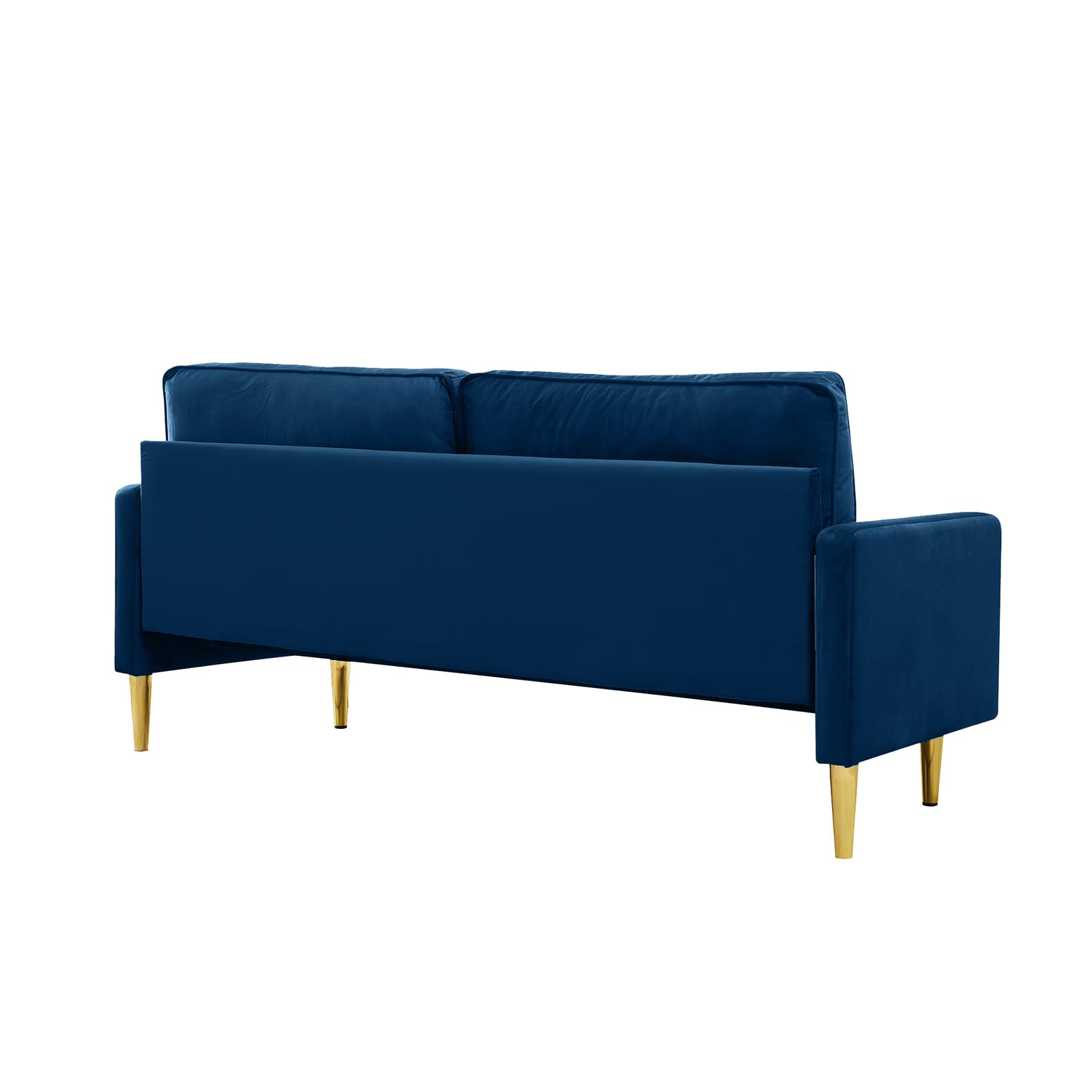 GPCRAC 67'' Velvet Sofa Bed, Modern Loveseat with Gold Metal Legs and 2 Bolster Pillows, Velvet Love Seats Couch for Small Spaces, Living Room, Apartment (Blue)