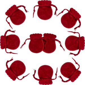 wanerxin 10pcs mini small velvet drawstring pouches gift bags for jewelry,ring,earrings,earphone,wedding favors, party favors,2.7" x 3.6"(red)