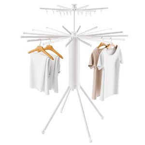 saclsocs four-legged clothes drying rack, foldable and portable drying rack, suitable for indoor, outdoor, poolside, camping, made of aluminum alloy material, double-tier, white