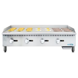 koolmore 48 in. natural gas 4- burner griddle with 90,000 btu in stainless-steel, etl listed (km-gg4-48m)