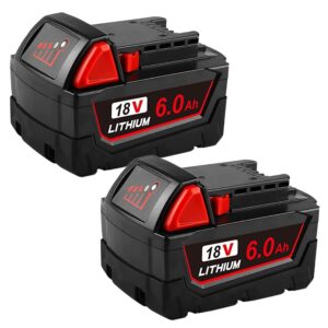 liangjia 2packs 6.0ah 18v lithium-ion replacement for milwaukee m -18 battery compatible with milwaukee 18v tools