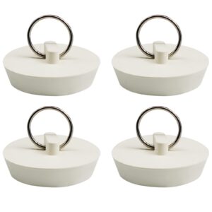 auxbc rubber tub stopper 4 pieces, drain stoppers, sink stopper, drain plug bathtub plug, kitchen bathtub odor-proof drain cover fits 1-7/8 inch with hanging ring, white