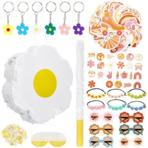 saysurey groovy daisy flower favors including retro hippie groovy piñata set retro flower sunglasses daisy headbands groovy boho stickers keychains for kids hippie party gifts baby shower birthday