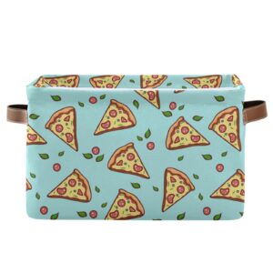 keepreal doodle pizza storage baskets,decorative collapsible rectangular canvas fabric storage bin for home,2 pack