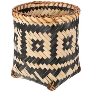 magiclulu bamboo trash can, woven waste basket decorative wicker basket 8 inch boho rubbish bin woven pot bamboo vase garbage can office rattan weaving basket