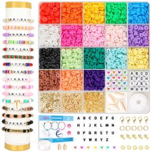 dowsabel 4000pcs clay beads toys for girls kids, 18 colors preppy clay beads friendship bracelet kit, diy craftsbracelet making kit, teen girl gifts toys for ages 6-13