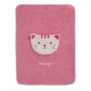 delta children personalized sherpa throw blanket with storage pocket for kids, magenta cat