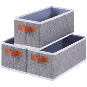 outbros storage bins,foldable storage baskets for organizing,fabric storage boxes with handles,for bedrooms, living rooms, shelves,grey,15x6.1x5.1in,3-pack