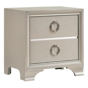 pemberly row 2-drawer contemporary wood nightstand metallic silver