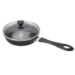 sunshineface egg frying pan nonstick frying pan with lid mini cooking frying pan stainless steel frying pans smoke- free camping stone cookware, 6. 3 inch