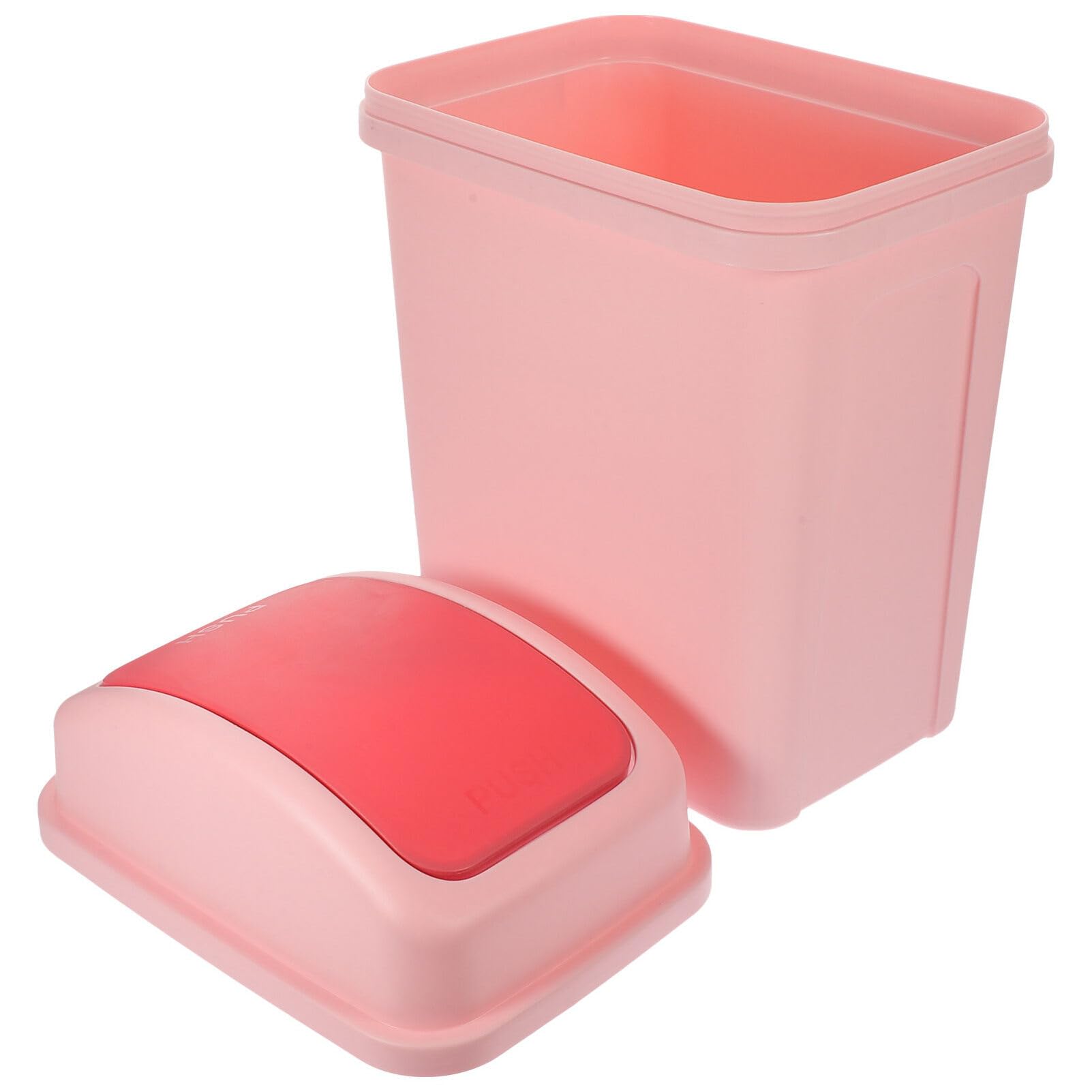 Cabilock Swing Lid Trash Can Round Garbage Bin Large Wastebasket Bucket Container for Bathrooms Powder Rooms Kitchens Office Pink