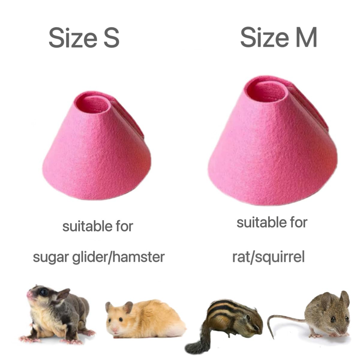 FASAROU 2 Pcs Sugar Gliders Recovery Cone Collar Hamster Mini Elizabeth Collar Protective Cones for Small Pet Adjustable Neck Cone for Sugar Glider Hamster Ferret Squrrel, pink