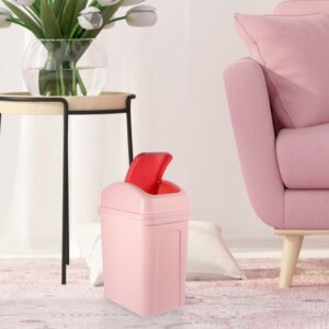 Cabilock Swing Lid Trash Can Round Garbage Bin Large Wastebasket Bucket Container for Bathrooms Powder Rooms Kitchens Office Pink