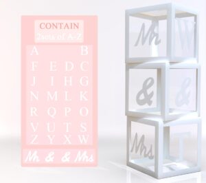 keonsatrz transparent wedding balloon boxes 3pcs custom name white mr and mrs balloon boxes with 56 letters balloon box backdrop for wedding bridal shower engagement anniversary party supplies