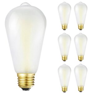 homosum e26 frosted led edison bulbs, 6w equivalent 60w,600lm,ac120v, soft white 3000k,st58 dimmable antique led filament bulbs with 90+ cri, pack of 6 (6w=60w soft white)