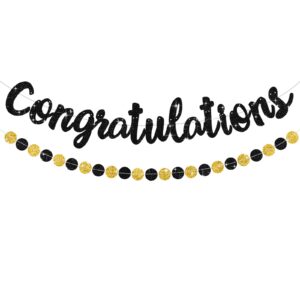 beishida black congratulations banner(no-diy),2024 graduation banners, grad congrats class of 2024 party supplies,garland for congratulation graduation,wedding,retirement party decor