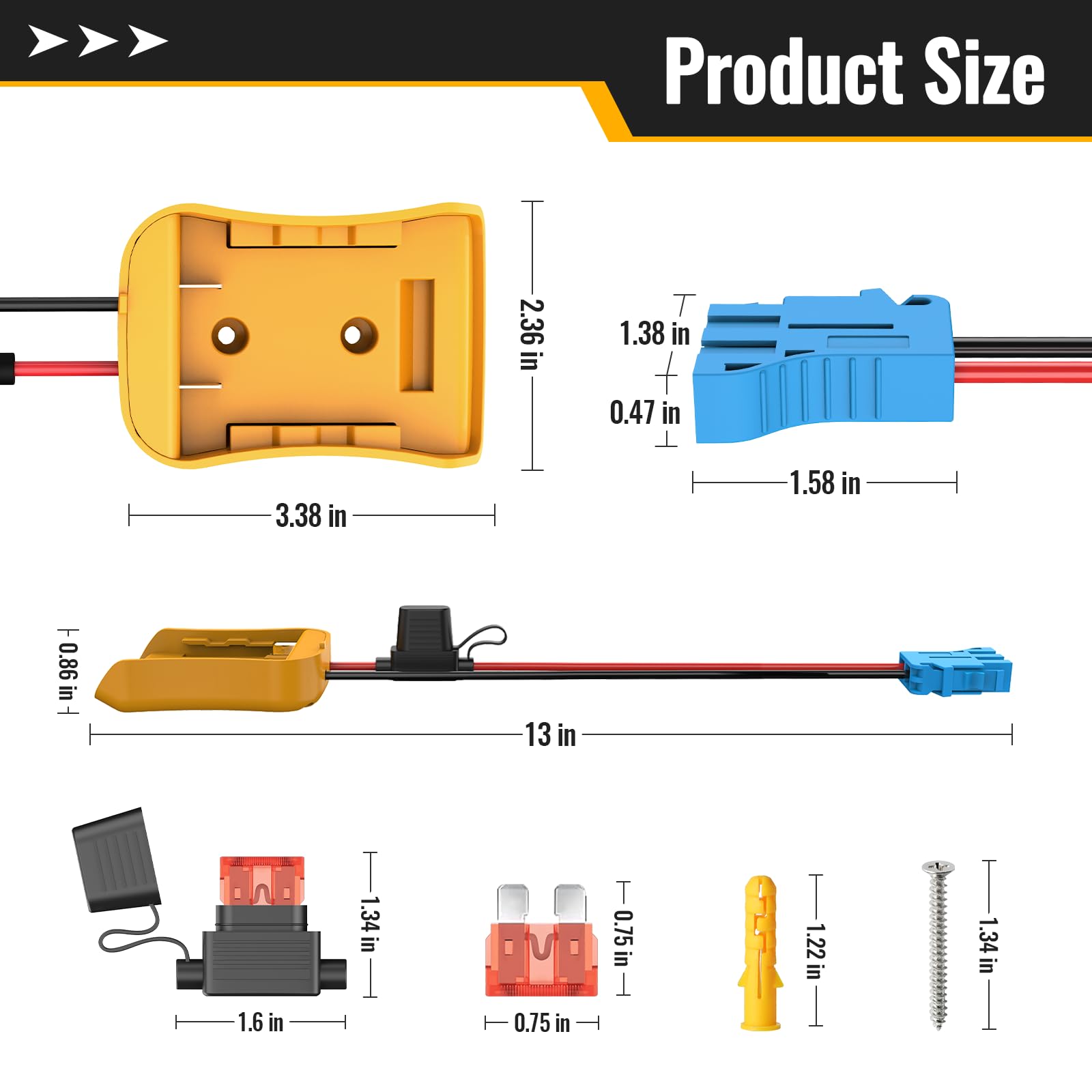 Kzreect Power Wheels Adapter for Dewalt 20V Battery Adapter, Power Wheels Battery Conversion Kit with Fuse Holder and Wire Harness Connector Compatible with Peg-Perego Kids Ride-on Toy