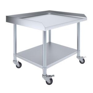 amgood stainless steel equipment stand with undershelf + casters, heavy duty, commercial grade, nsf (30" width x 36" length + casters)