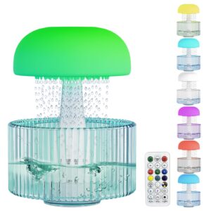 rain cloud humidifier water drip 700ml, 2 in 1 ultrasonic cool mist air humidifiers essential oil diffuser with remote control white noise rain sounds mushroom humidifier for bedroom,sleeping,relaxing