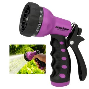 aquastar 7-pattern rear trigger nozzle(purple), spayer nozzle, hose watering nozzle, lawns&garden, hose nozzle spryer, adjustable 7 watering pattern nozzle