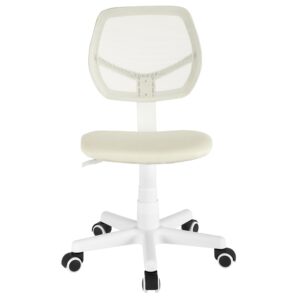 urban lifestyle computer office rolling swivel task desk chair with mesh backrest and caster wheels, white with white legs